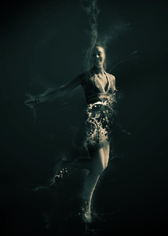 Create a Crystallized Water Girl Figure with Disintegration Effect in ...