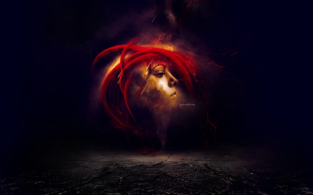 Create Awesome Floating Face Manipulation with Fiery Hair in Photoshop