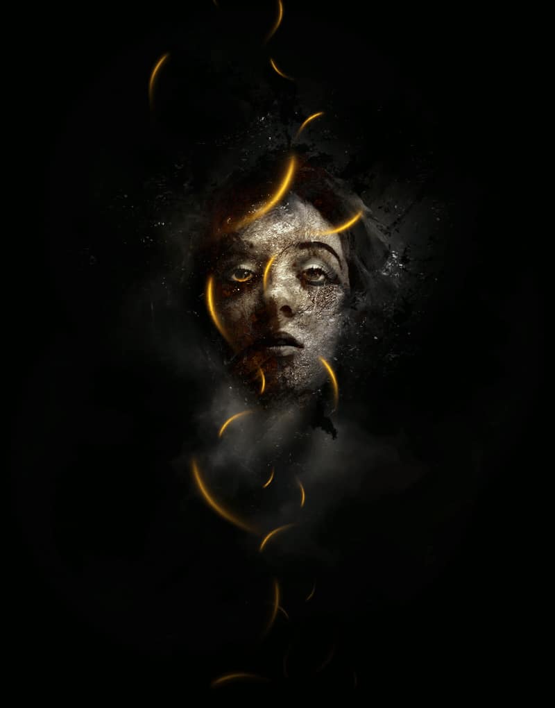 Design a Rusted Metal Face Manipulation with Abstract Falling Lines in ...