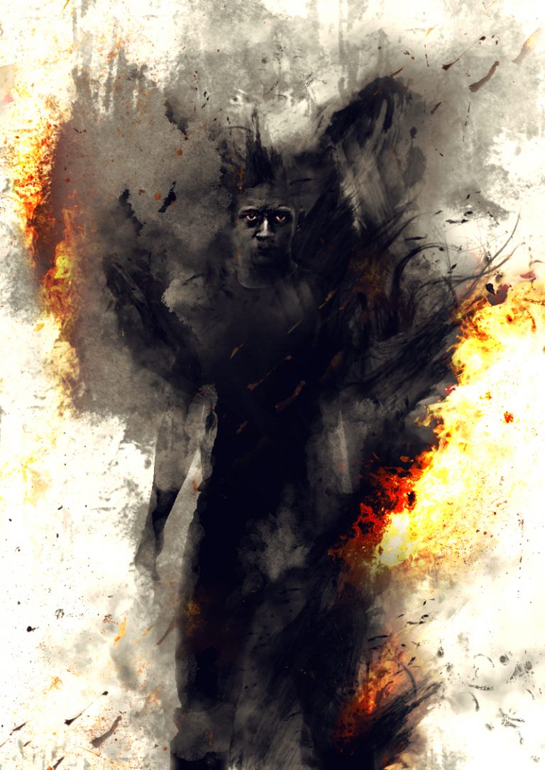 Photo Manipulation and Digital Painting of a Surreal "Man on Fire" in ...