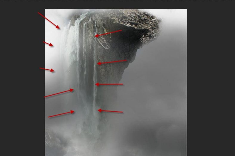 Create Surreal Landscape with Mountain and Waterfalls in Photoshop