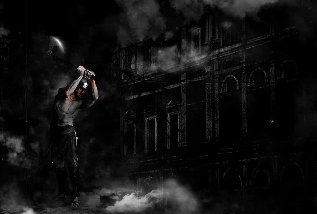 Photo Manipulation of a Warrior in Battle in Photoshop
