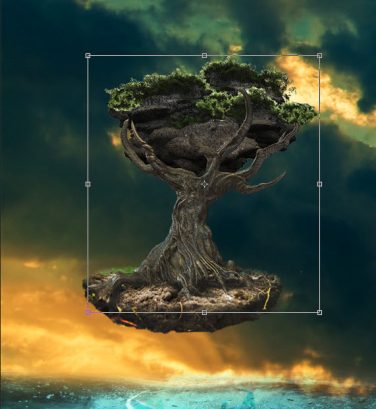 Create Surreal Floating Tree Above Ocean in Photoshop - PSD Vault